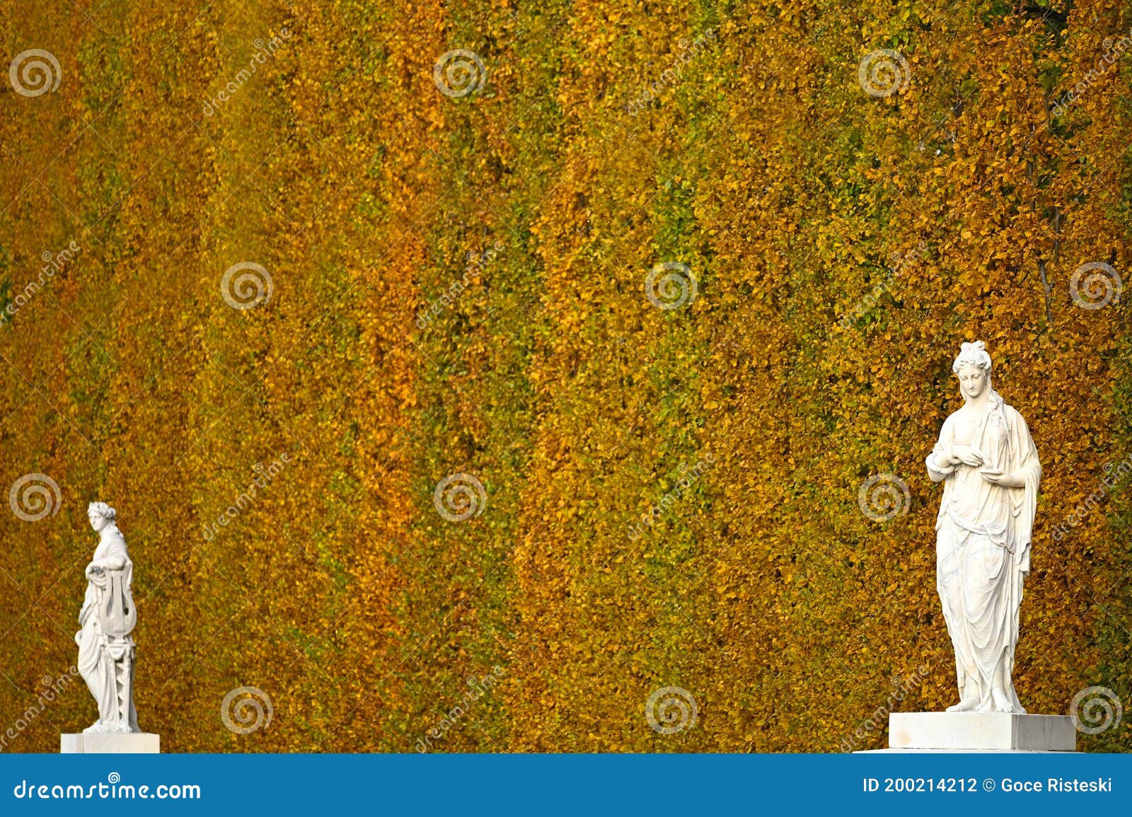 Ancient Statues in the Autumn Park Vienna Stock Photo - Image of ...