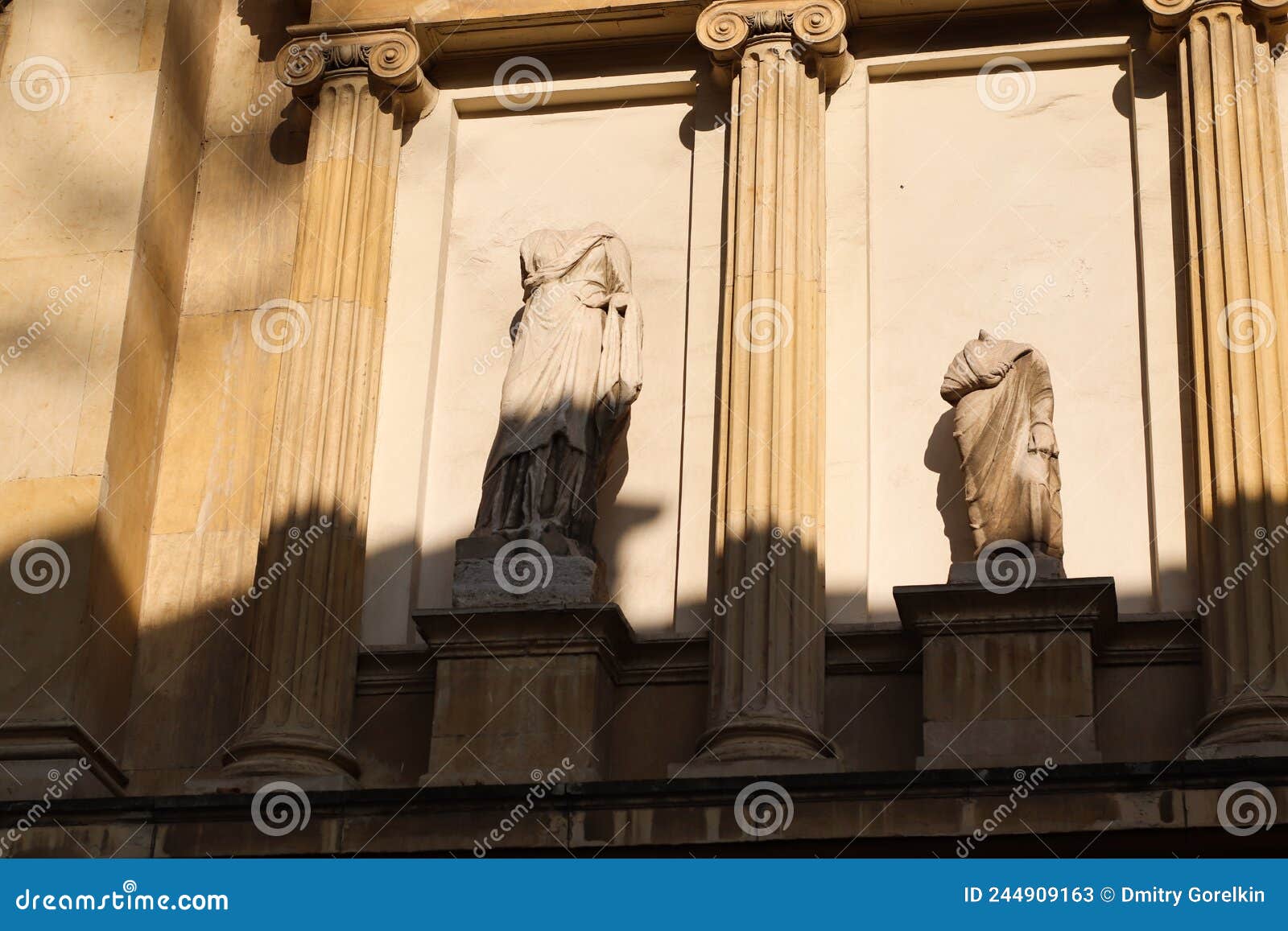 Ancient Statues on the Facade of the Building, Istanbul, Turkey Stock ...