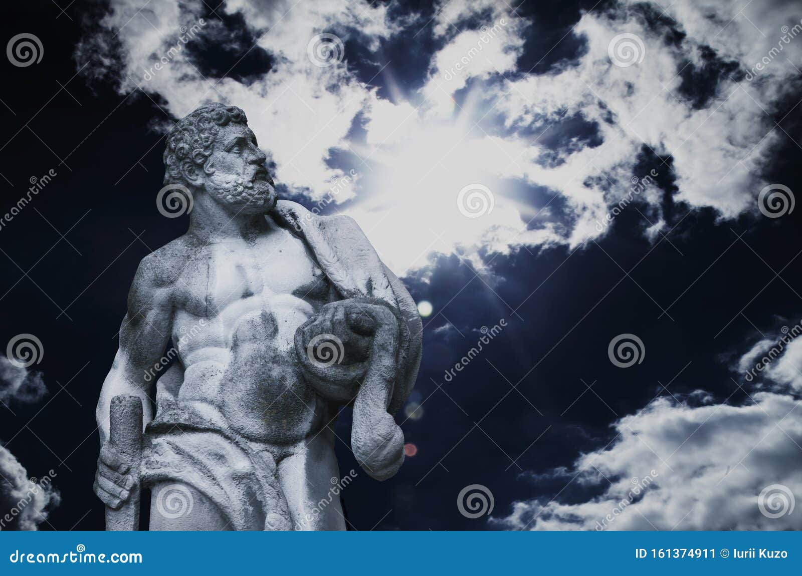 Ancient Statuue of Hercules on the Sky Background Stock Image - Image ...