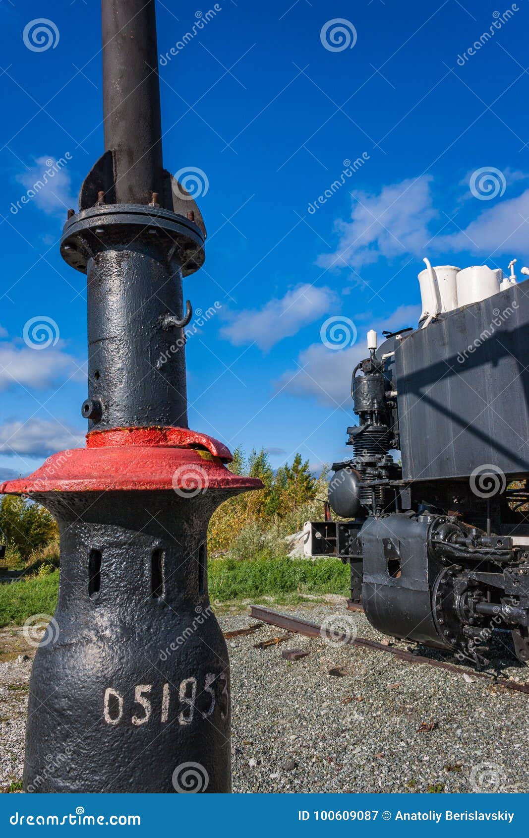 Ancient steam locomotive stock image. Image of line - 100609087