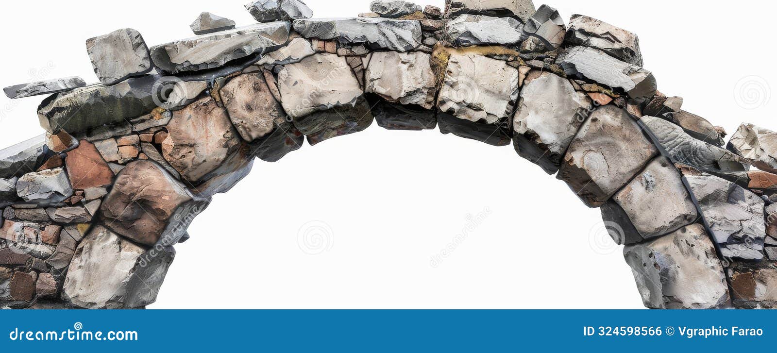 Ancient Stone Arch Against White Background, Historical Architecture ...