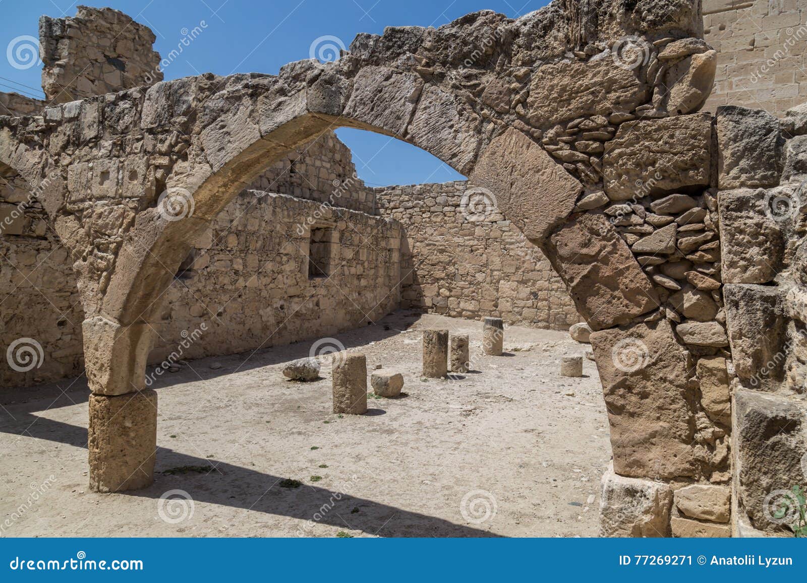 Ancient Stone Arch . Kolossi Castle. Cyprus Stock Image - Image of ...