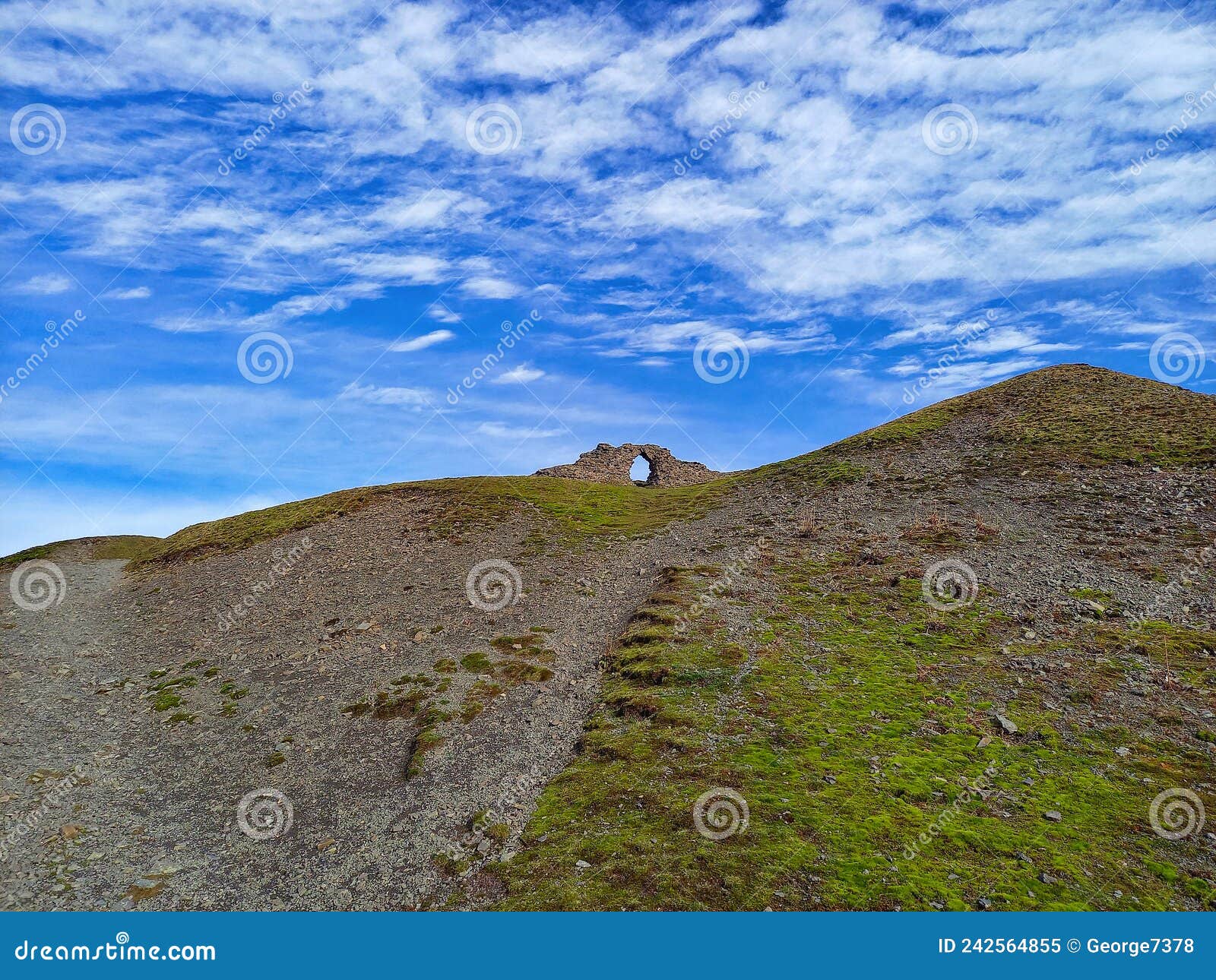 Ancient Stone Arch on Top of Empty Hill in Wales Stock Image - Image of ...