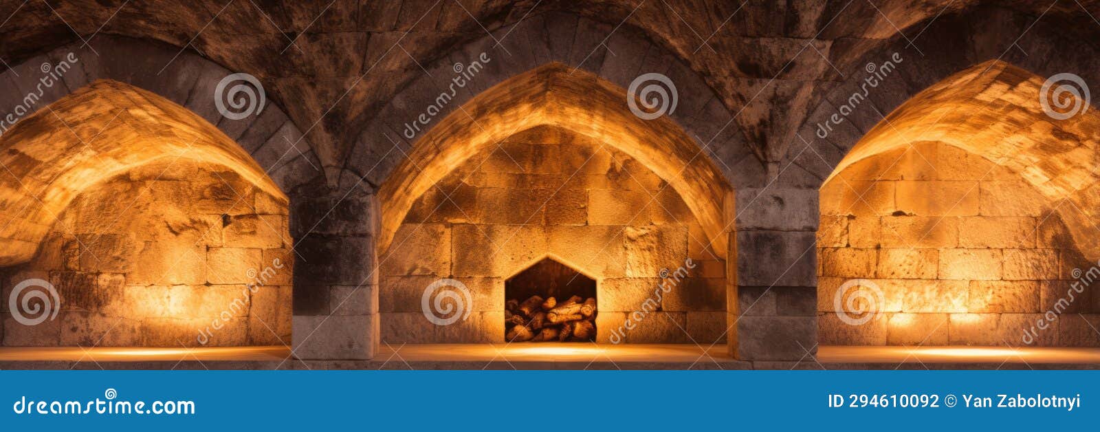 Ancient Stone Arches from Classic Architecture Embellished with Fire ...