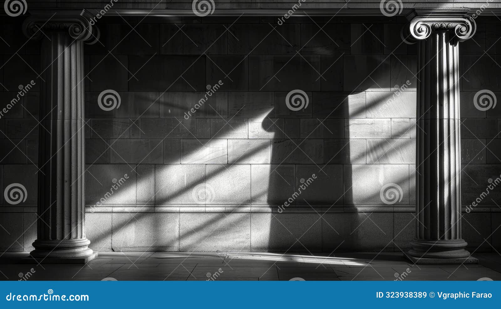 Ancient Stone Architecture with Columns and Dramatic Shadows, Classical ...