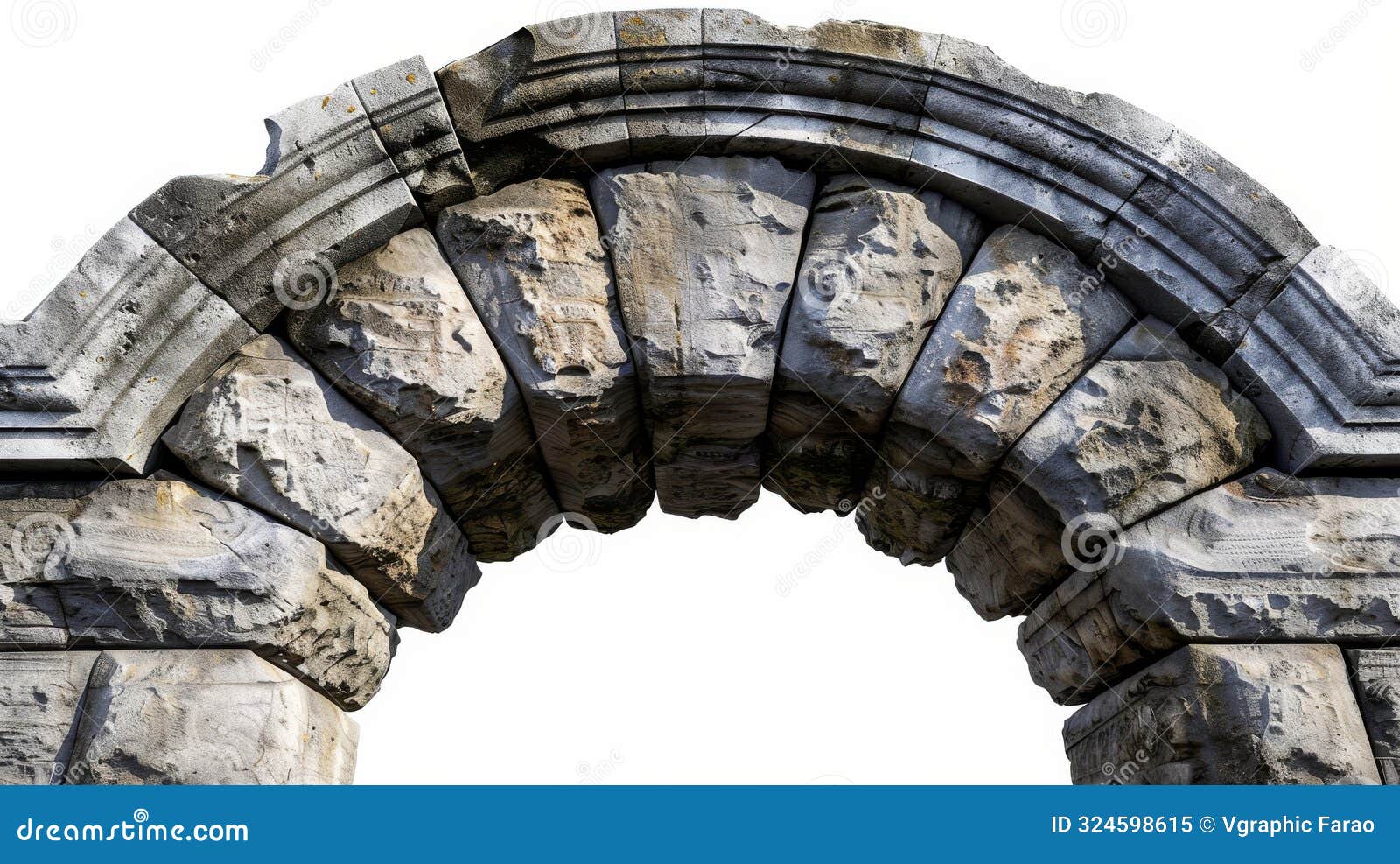 Ancient Stone Archway Isolated on White Background Stock Image - Image ...