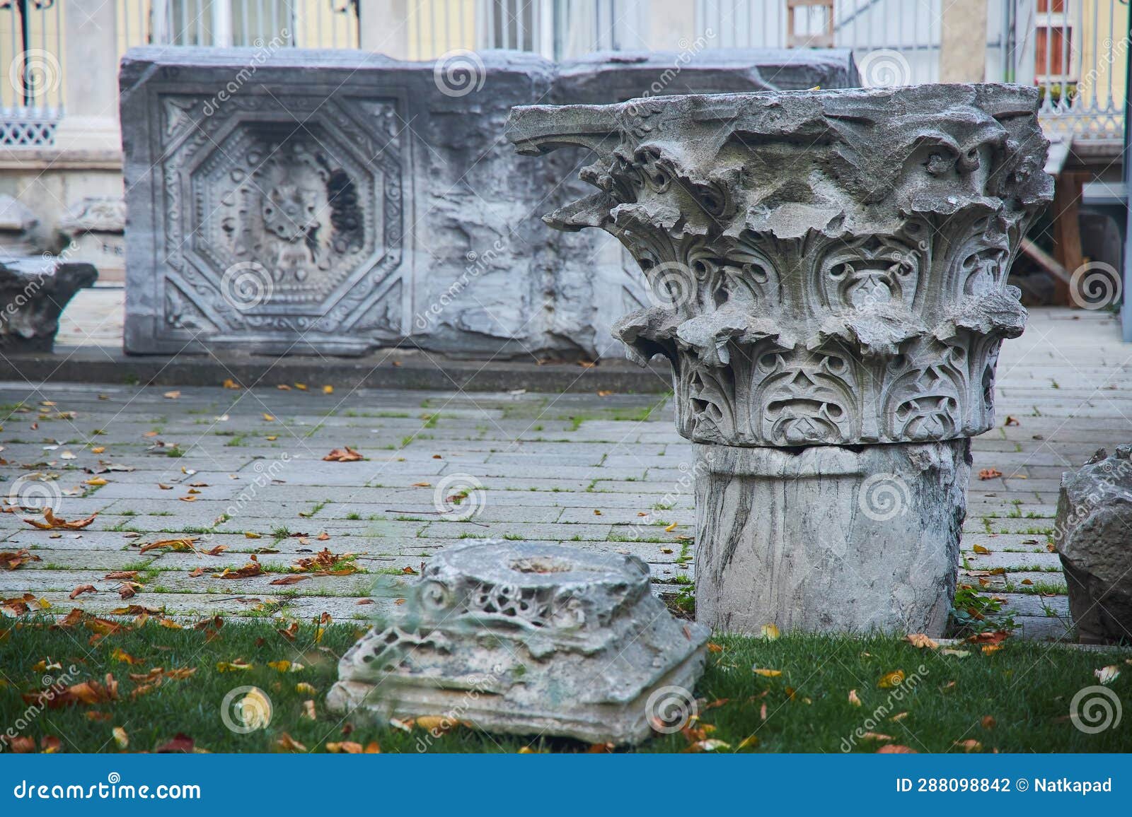 An Ancient Stone Bas-relief on a Column. Stock Illustration ...