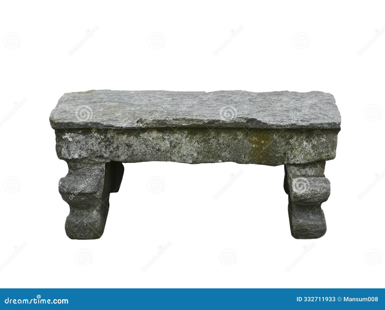 Ancient Stone Bench on Isolated Background Stock Image - Image of ...