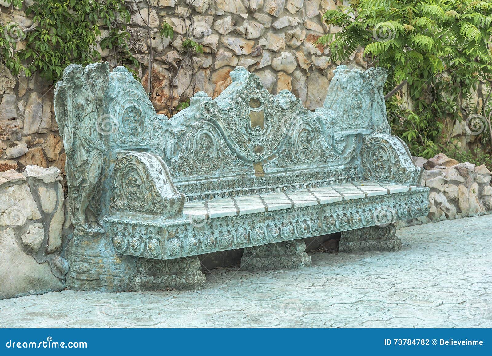 Ancient stone bench. stock photo. Image of empty, bench - 73784782