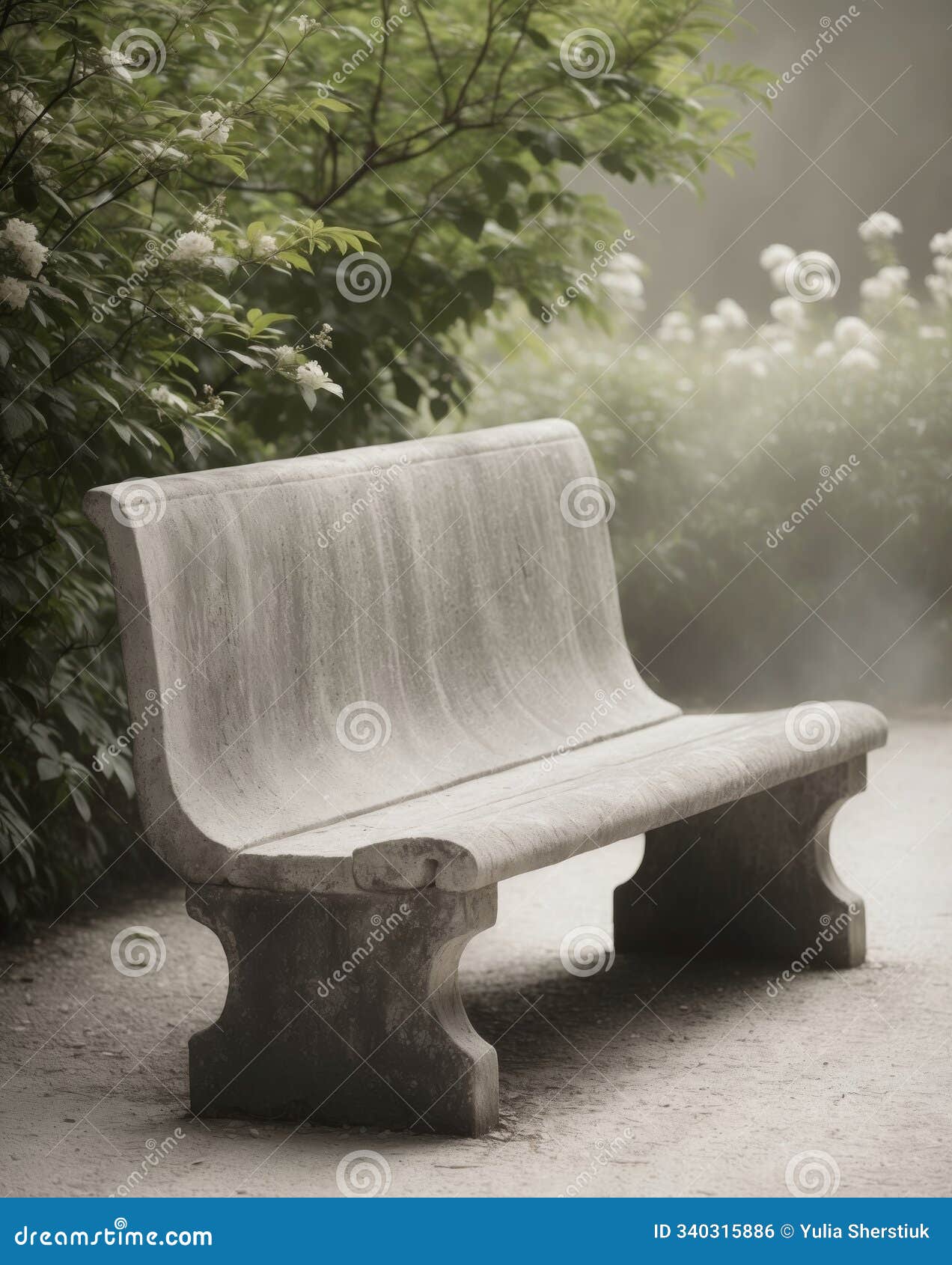 Ancient Stone Bench in a Secluded Garden. Stock Photo - Image of ...