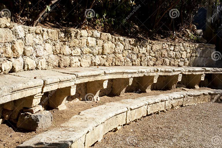 Ancient stone benches stock photo. Image of wall, session - 16643146