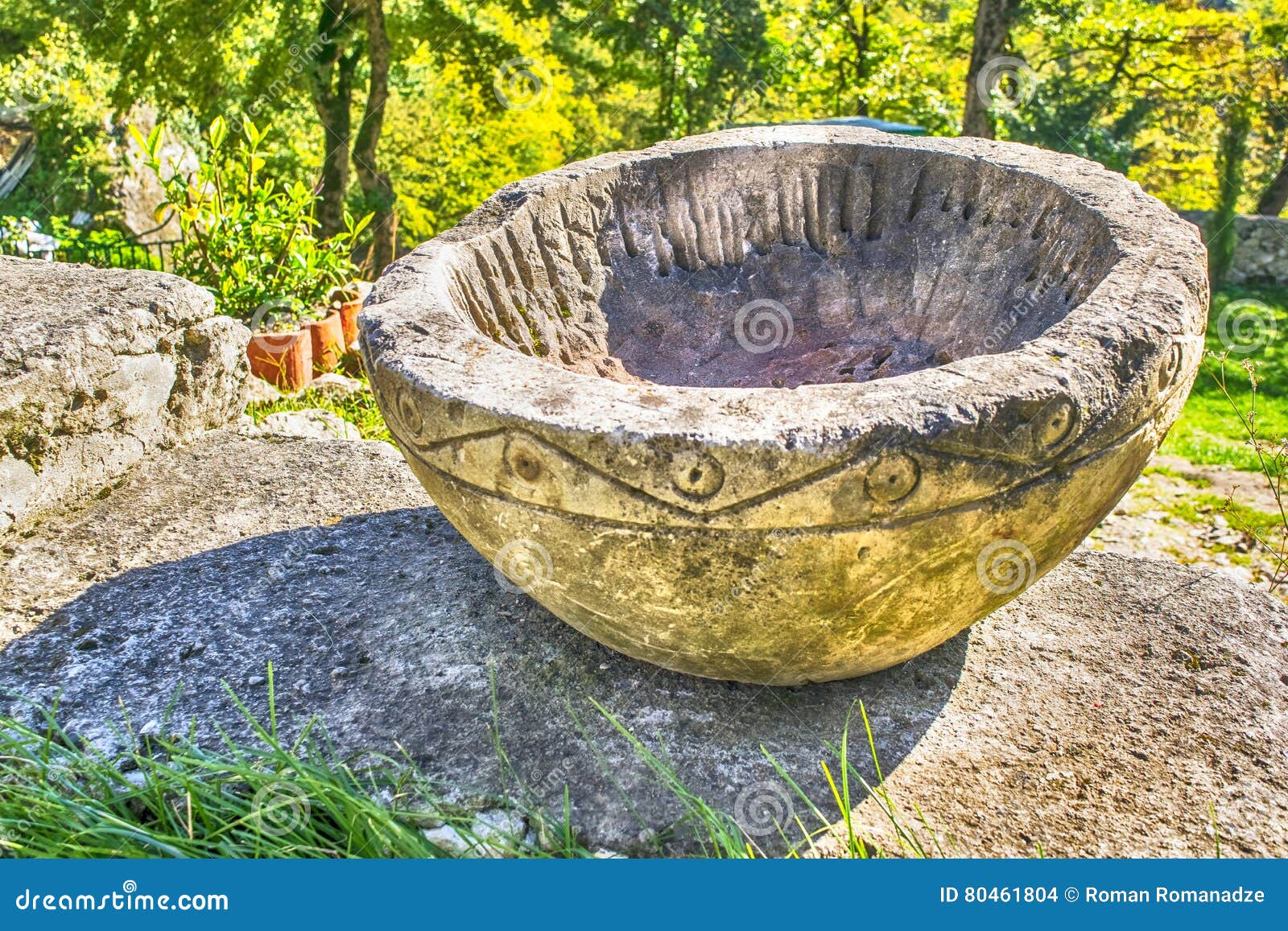 Ancient stone bowl stock photo. Image of historical, figure - 80461804