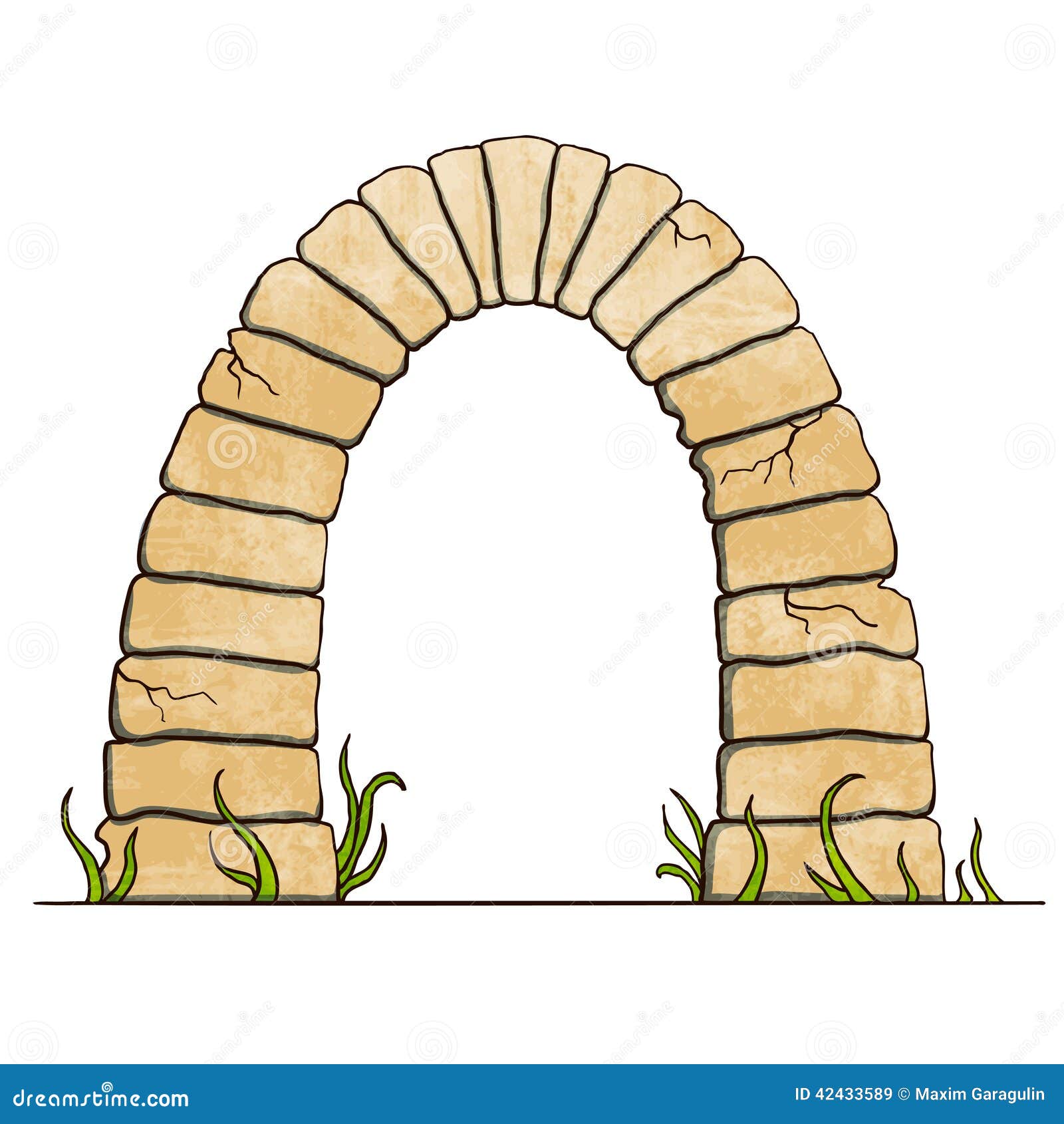 Ancient Stone Brick Arc on White Background. Vector Illustration Stock ...