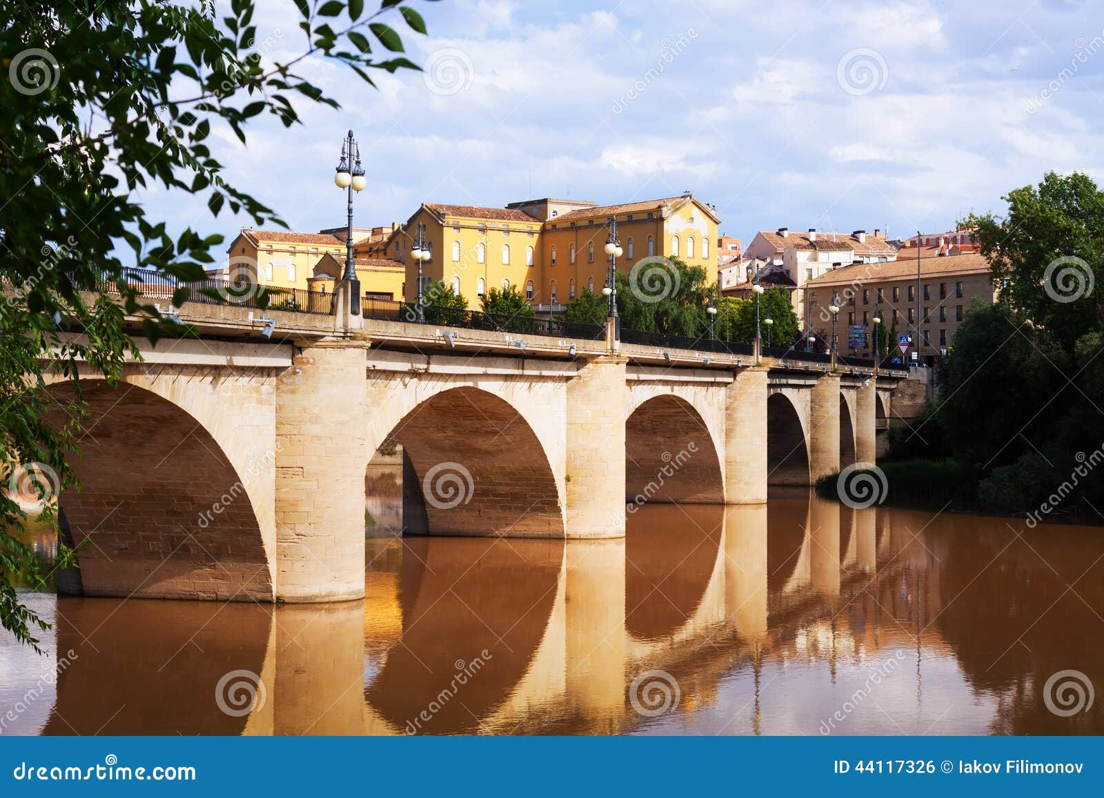 Ancient Stone Bridge Over Ebro River. Logrono Stock Photo - Image of ...