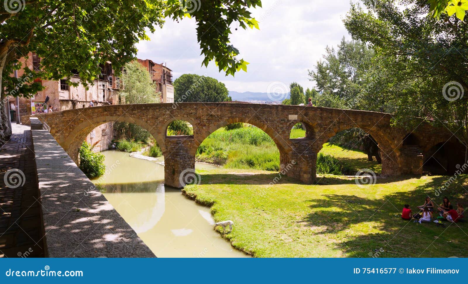 Ancient Stone Bridge Over River in Vic Editorial Photography - Image of ...