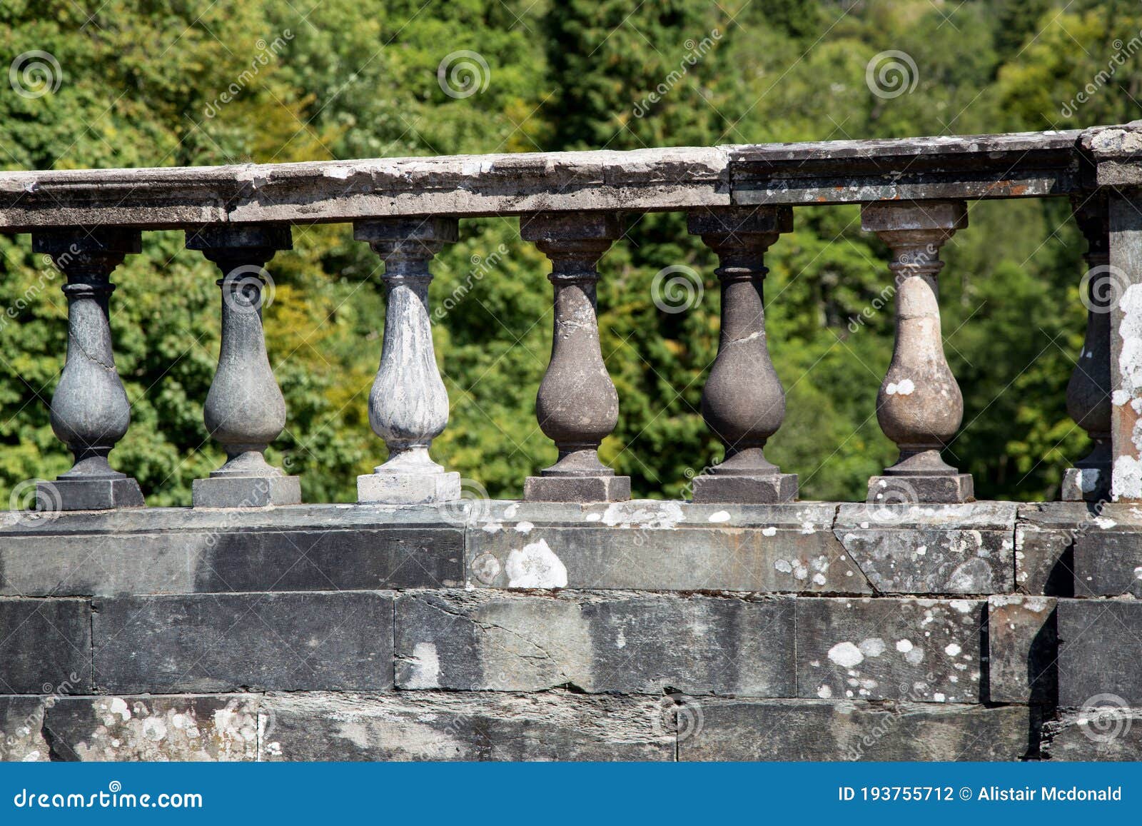 Ancient Stone Bridge Parapet Closeup in Summer Stock Photo - Image of ...