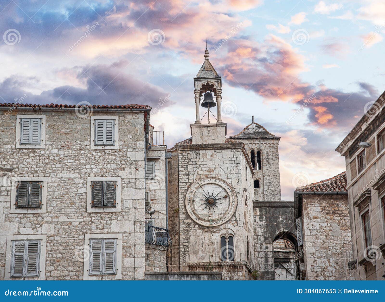 Ancient Stone Buildings on the Streets of Split. Croatia. Stock Image ...