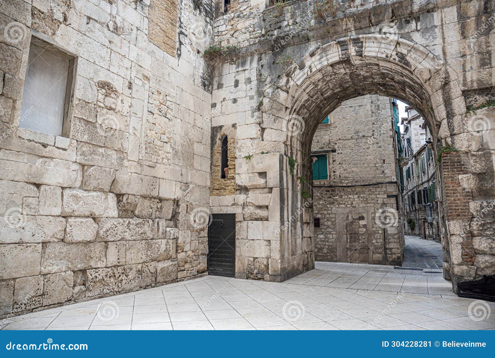 Ancient Stone Buildings on the Streets of Split. Croatia. Stock Image ...
