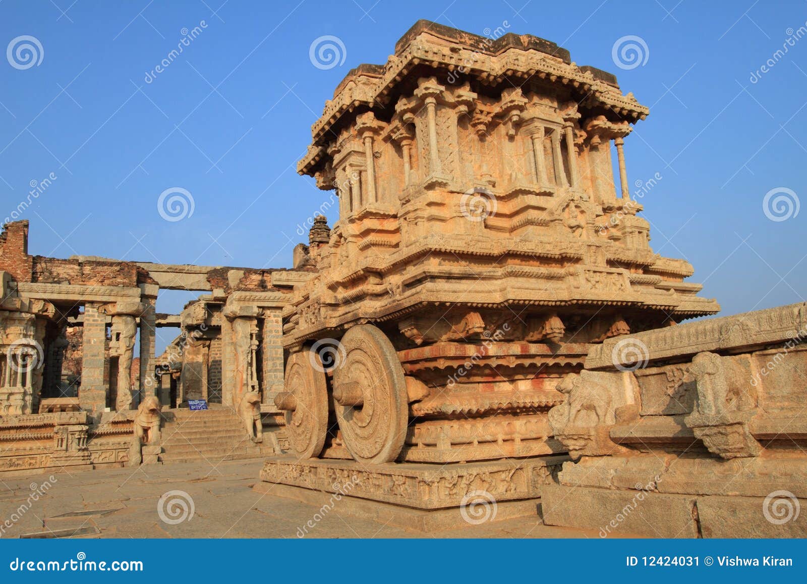 The Ancient Stone Chariot at Hampi, India Stock Image - Image of hill ...