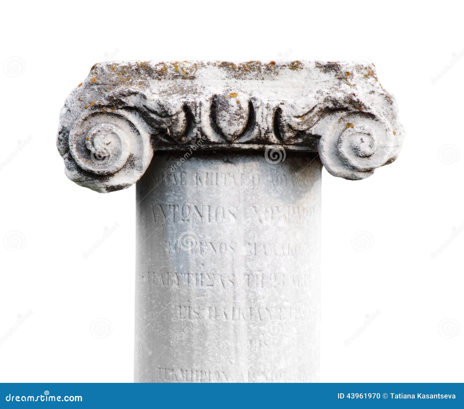 Ancient Stone Classic Column on White Background Stock Photo - Image of ...