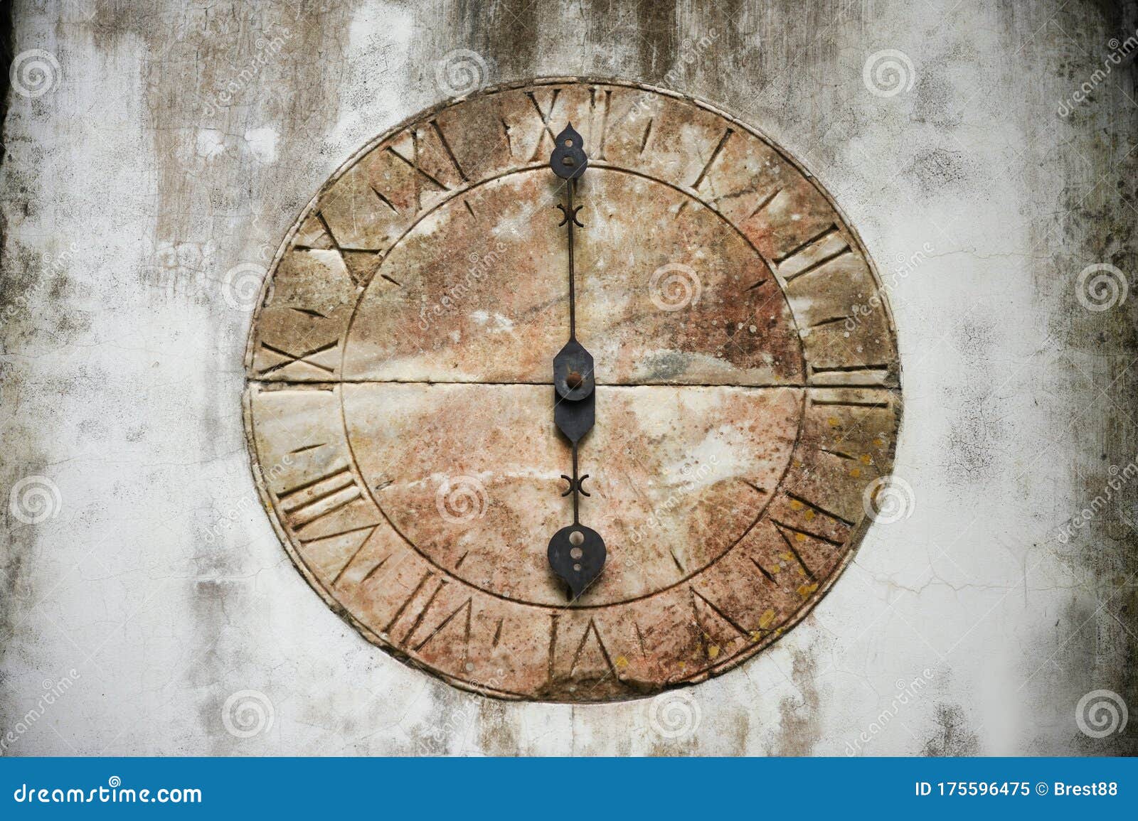 Ancient Stone Clock.Old Clock Tower Stock Image - Image of effect ...