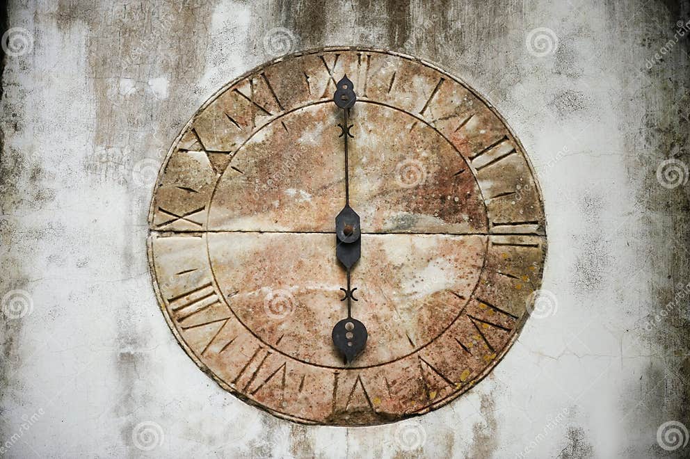 Ancient Stone Clock.Old Clock Tower Stock Image - Image of effect ...