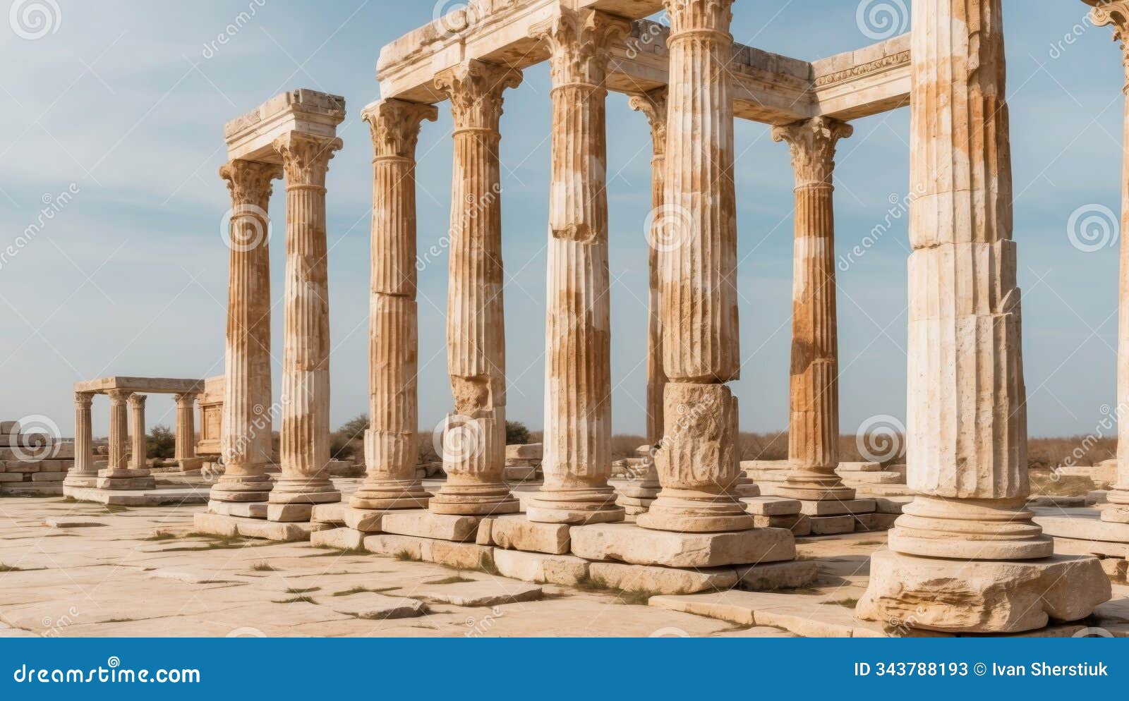 Ancient Stone Columns Showing Signs of Weathering in a Historical Site ...