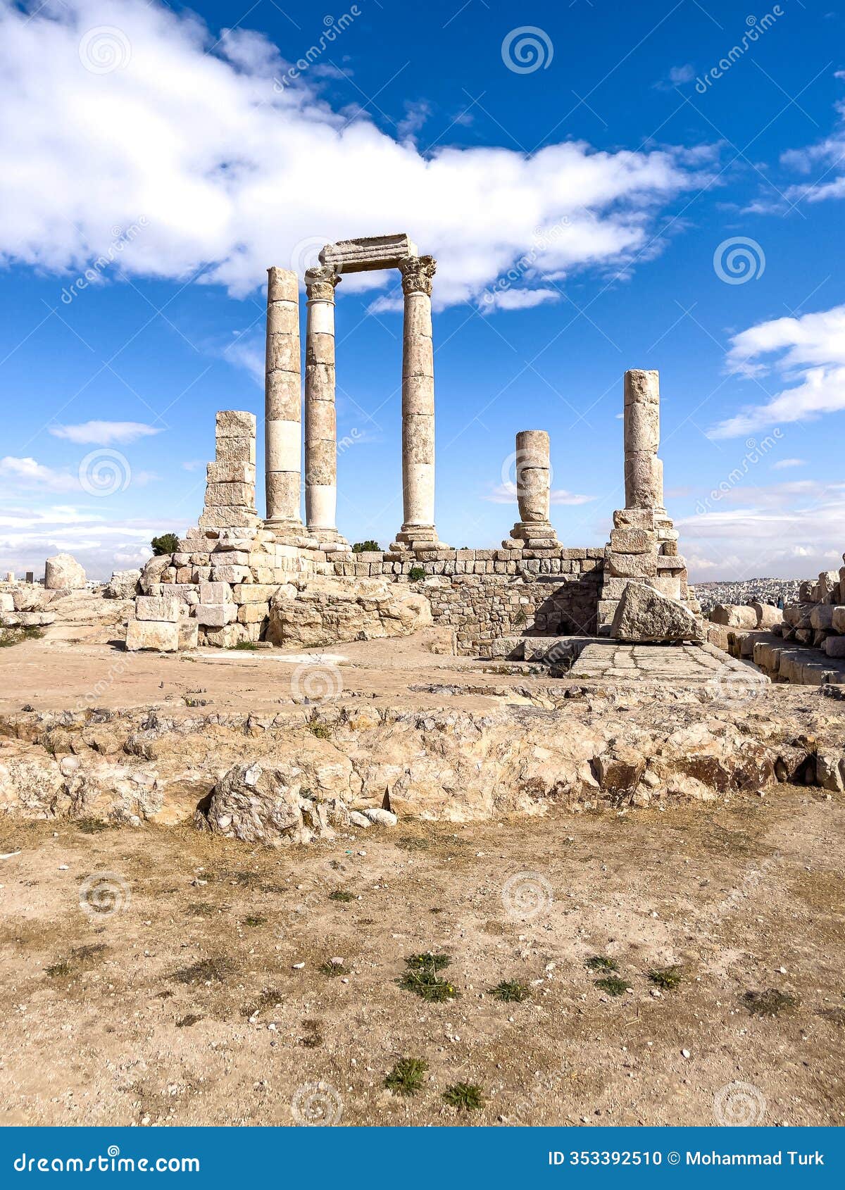Ancient Stone Columns Under a Bright Blue Stock Photo - Image of ...