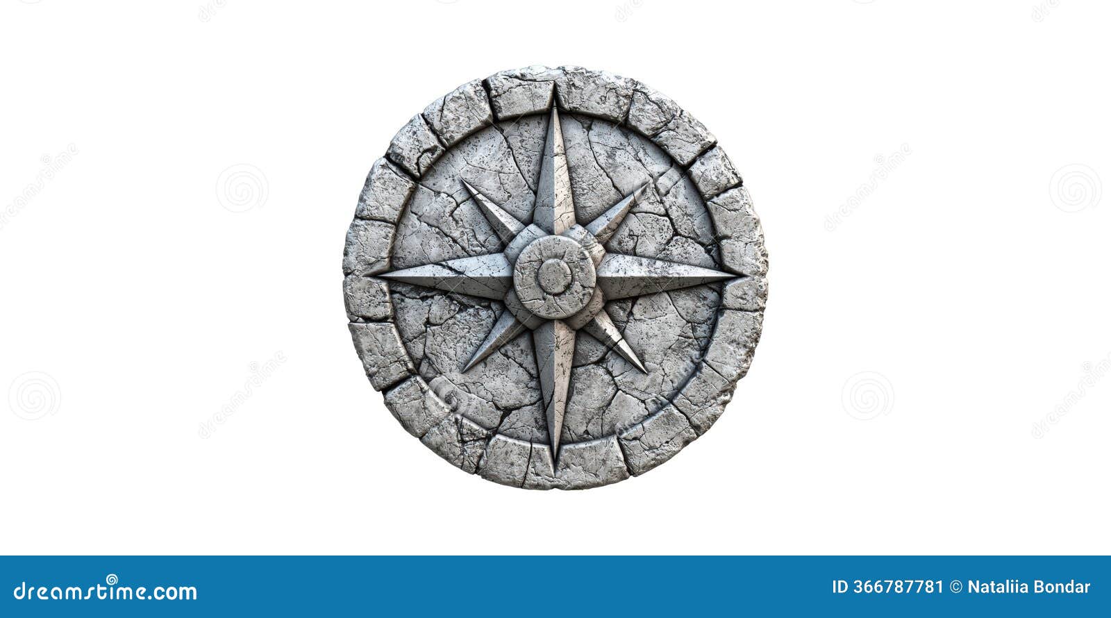 Ancient Stone Compass Rose With Cracked Texture Isolated On Transparent ...