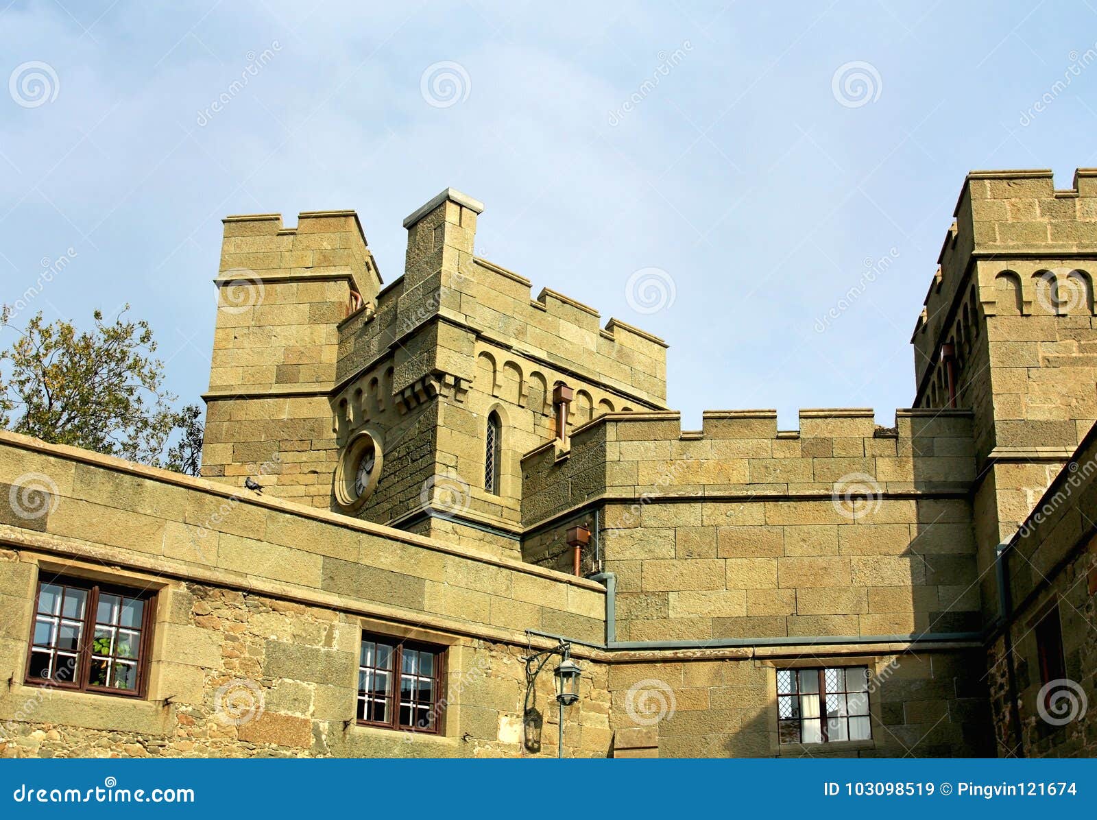 Ancient Stone Construction and Medieval Wall Towers Stock Image - Image ...