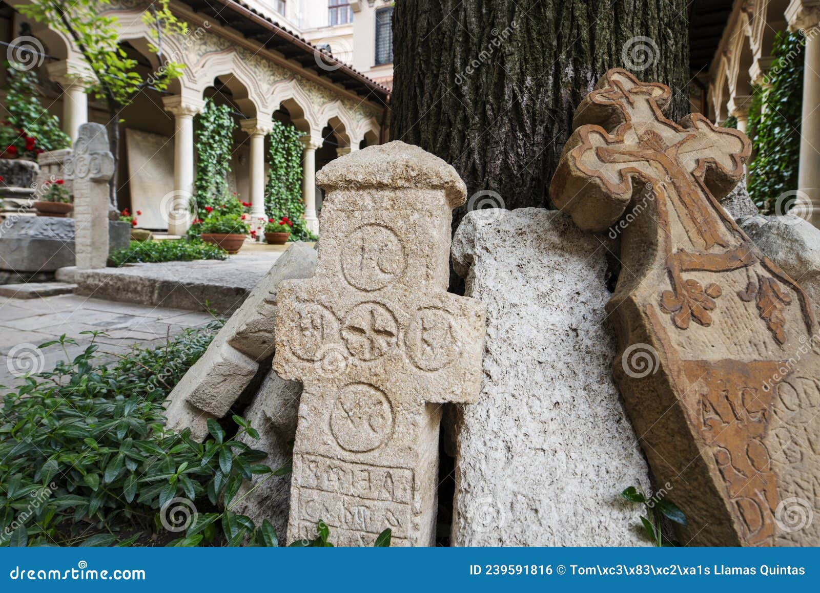 Ancient Stone Crosses in the Garden a Building Stock Photo - Image of ...