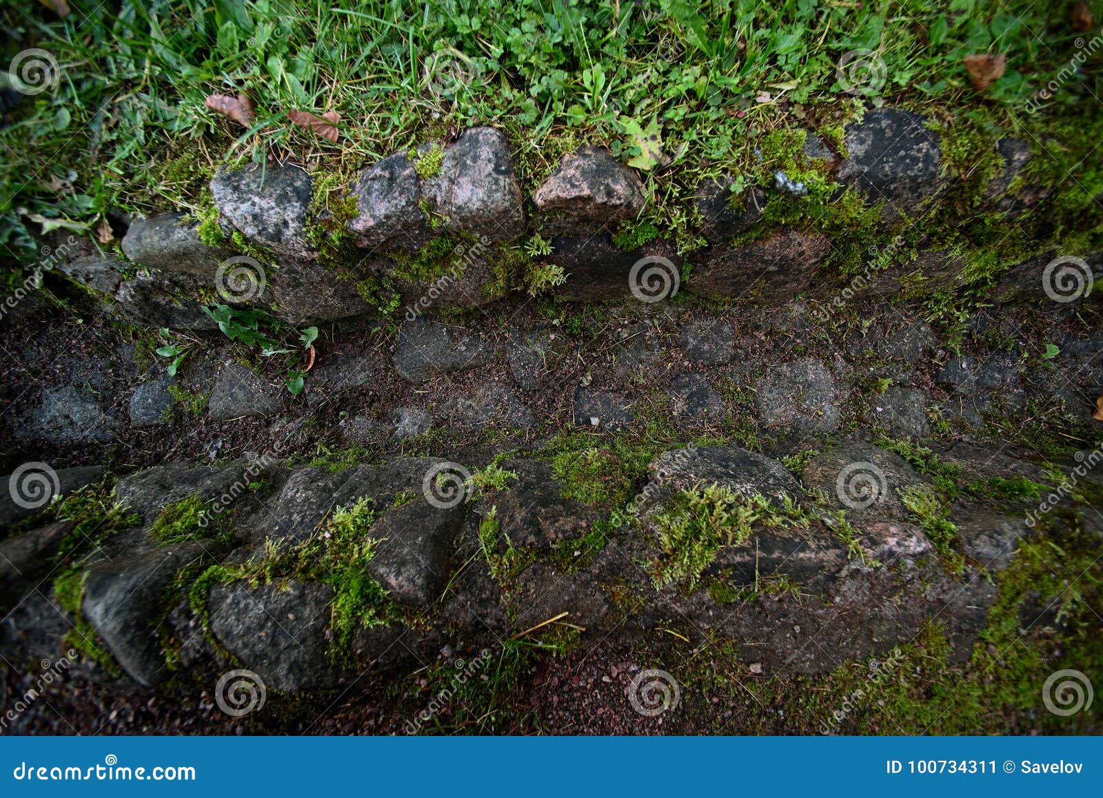 Ancient Stone Drainage with Grass Stock Image - Image of material ...