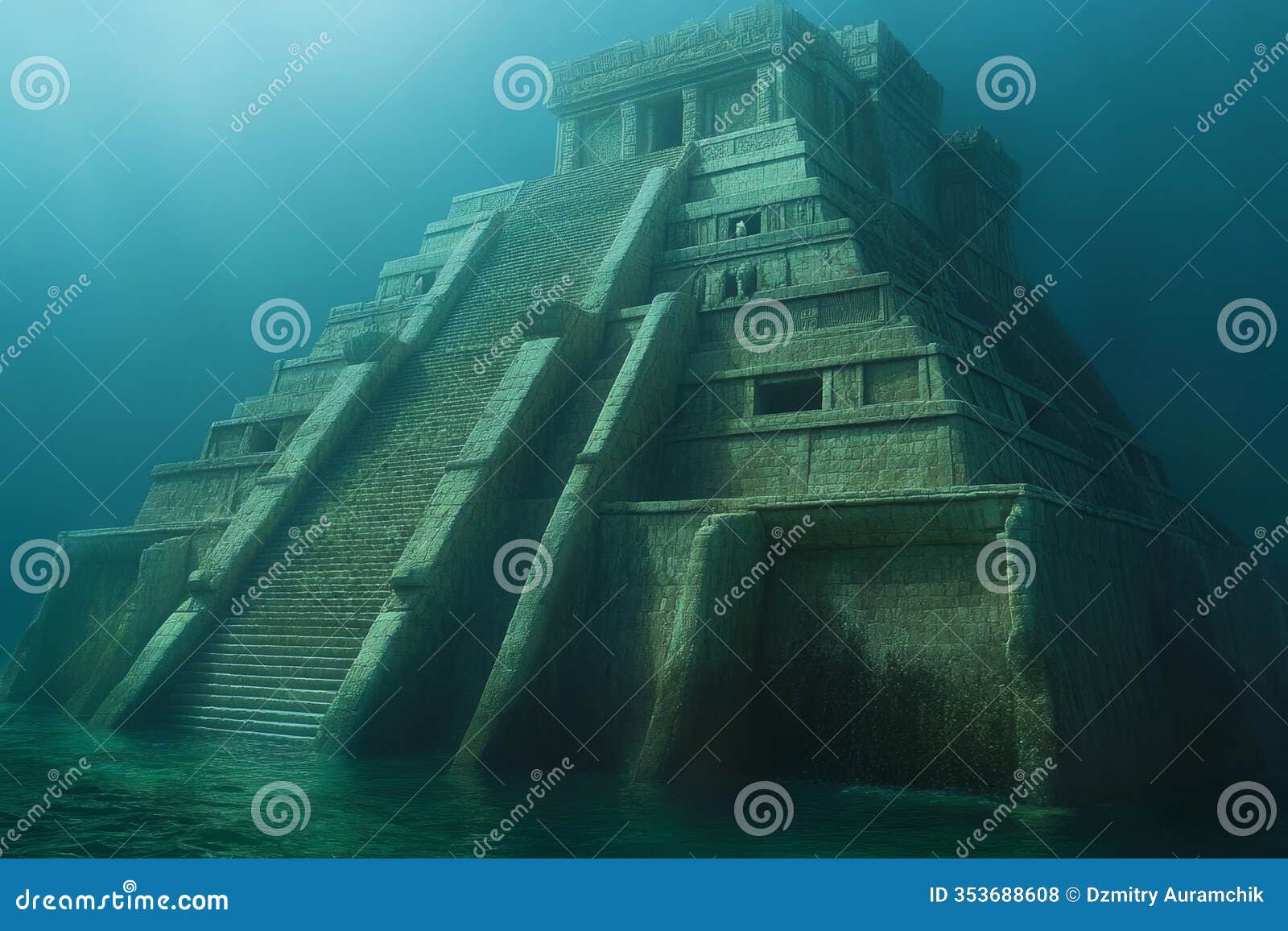 Ancient Stone Edifice in a Jungle, Featuring a Stepped Pyramid ...