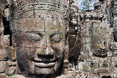 Ancient stone faces stock image. Image of heads, features - 14360875