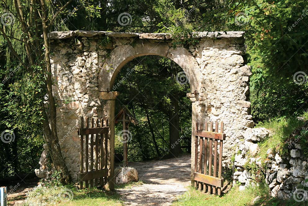 Ancient stone gate stock photo. Image of wood, stone, rock - 3341754