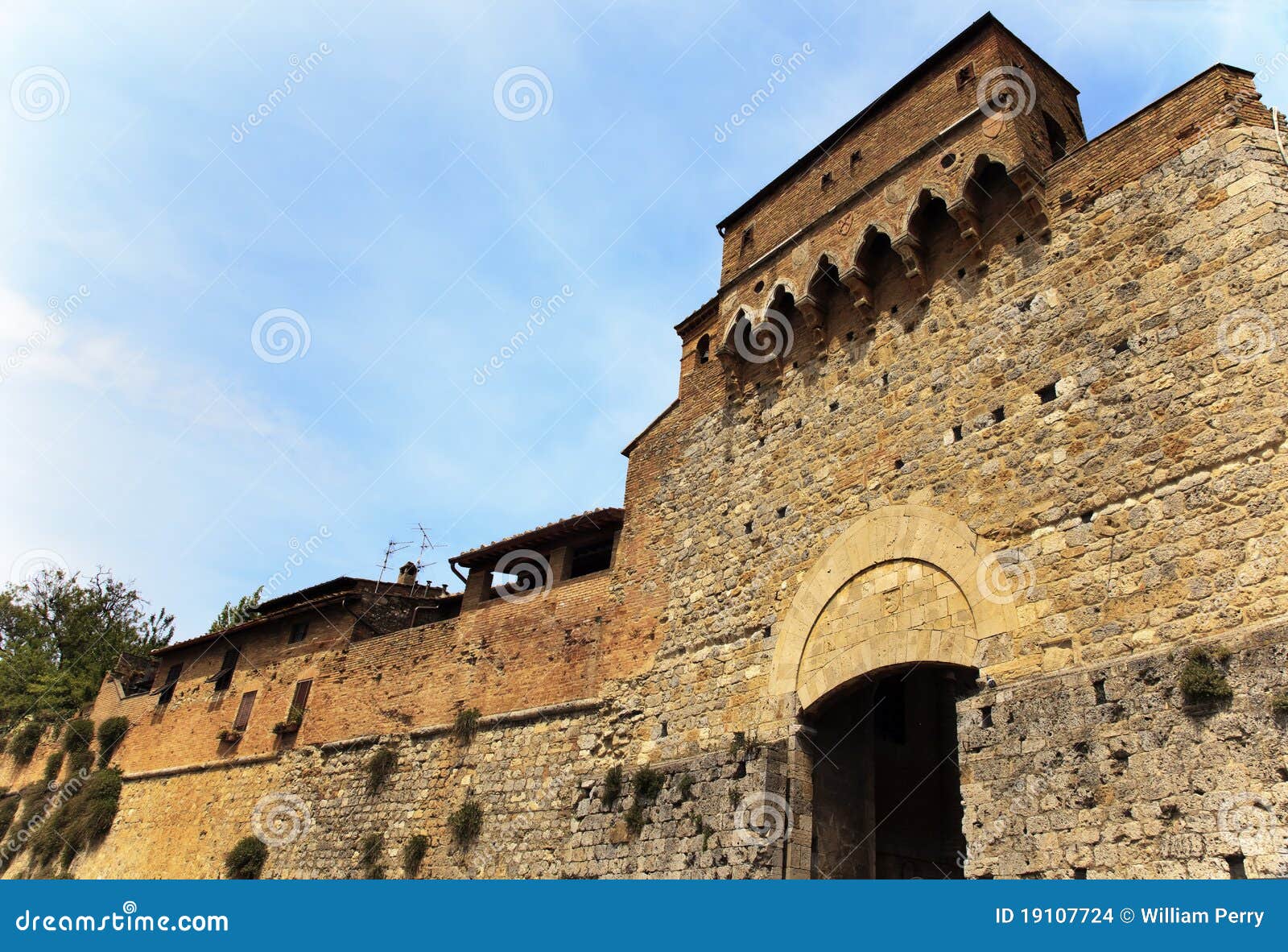 Ancient Stone Gate Medieval Town San Gimignano Stock Photo - Image of ...