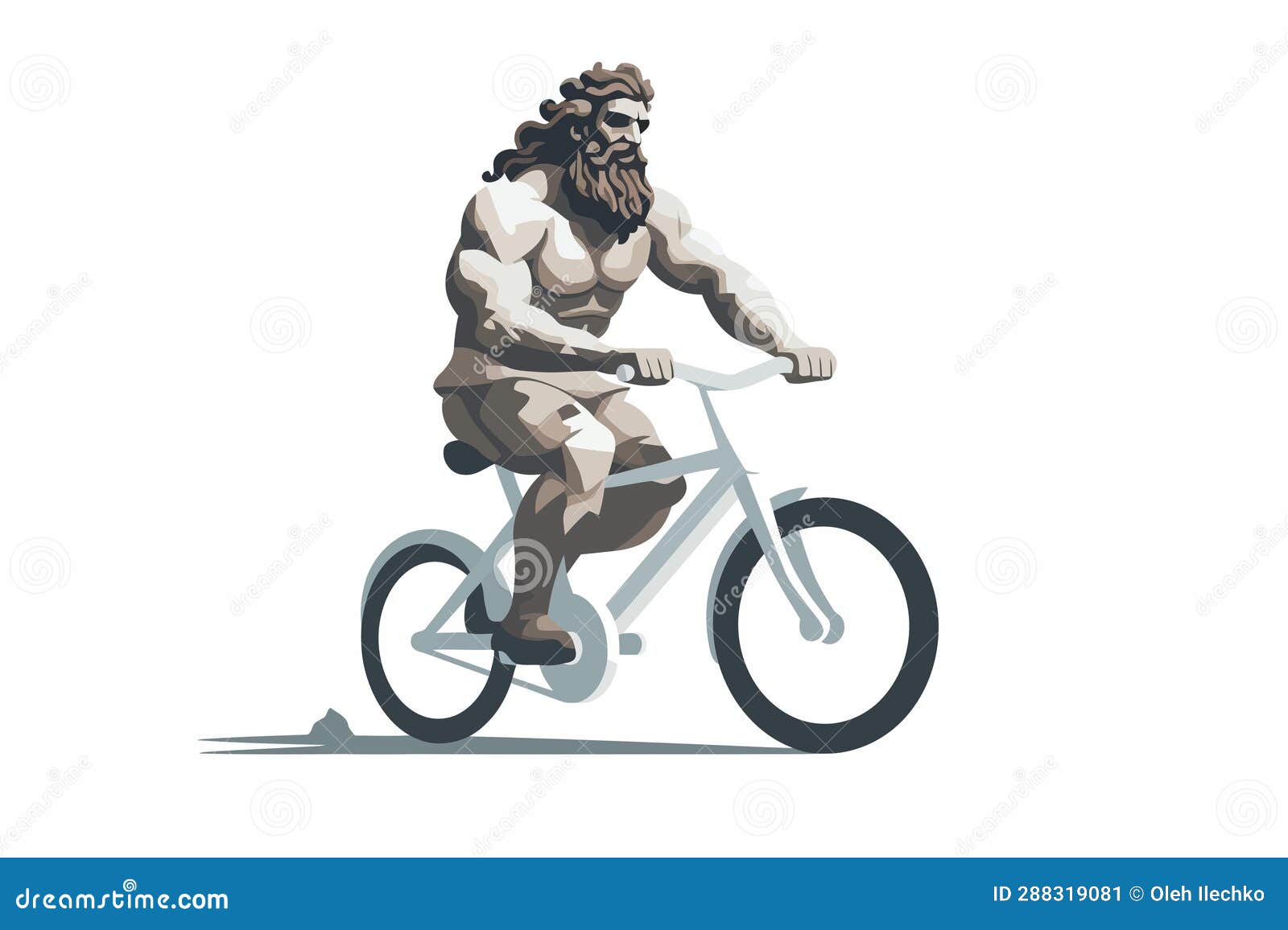 Ancient Stone Greek Statue Riding Bycicle Vector Isolated Illustration ...