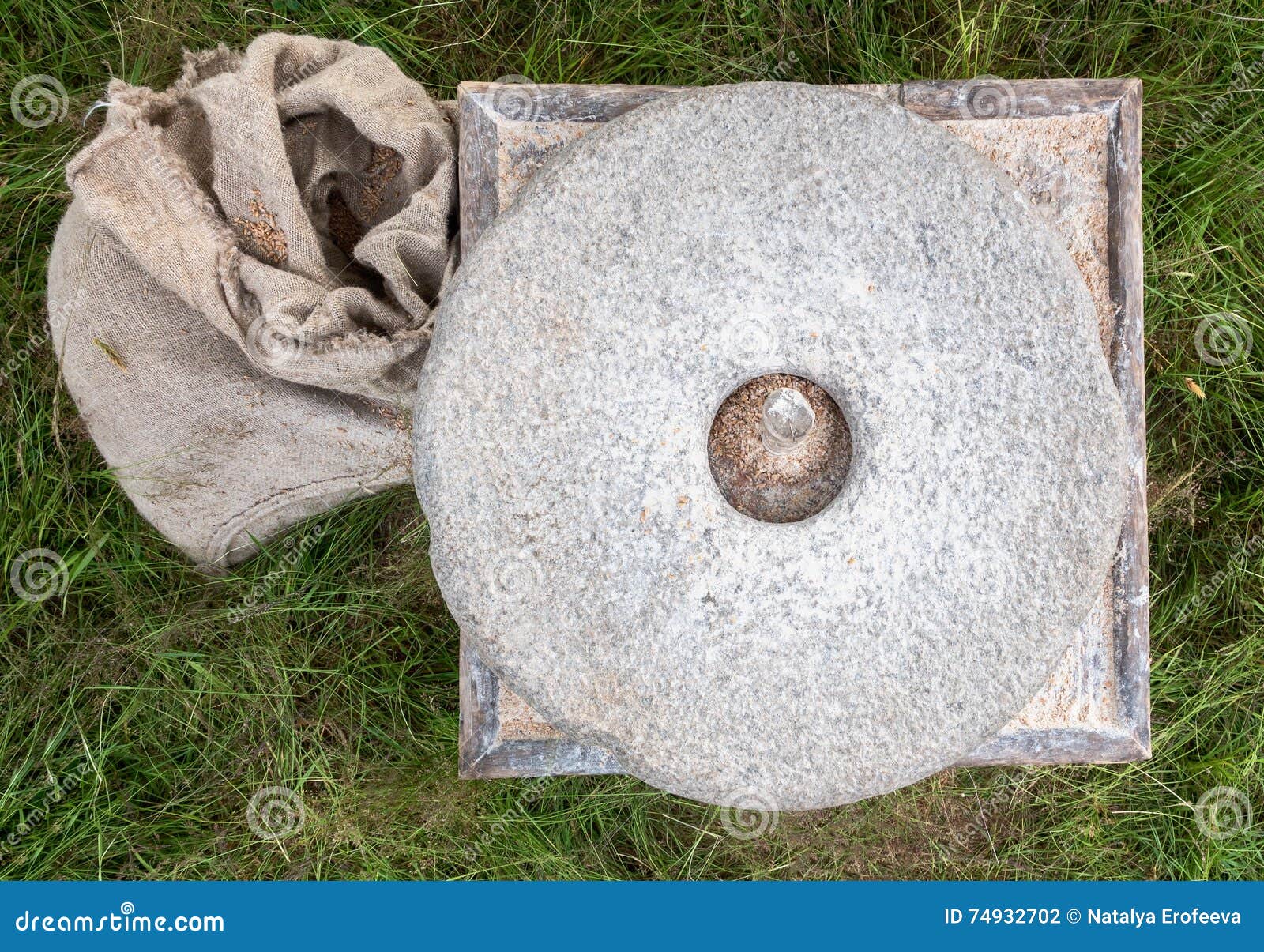 The Ancient Stone Hand Mill with Grain Stock Photo - Image of ancient ...