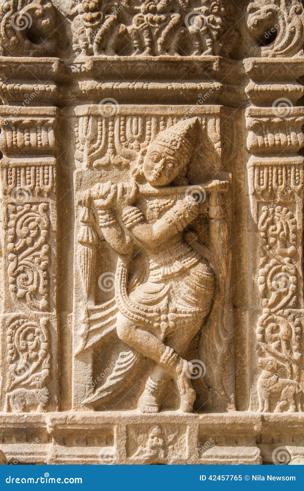 Ancient Stone Mural of Krishna. Stock Image - Image of building, detail ...