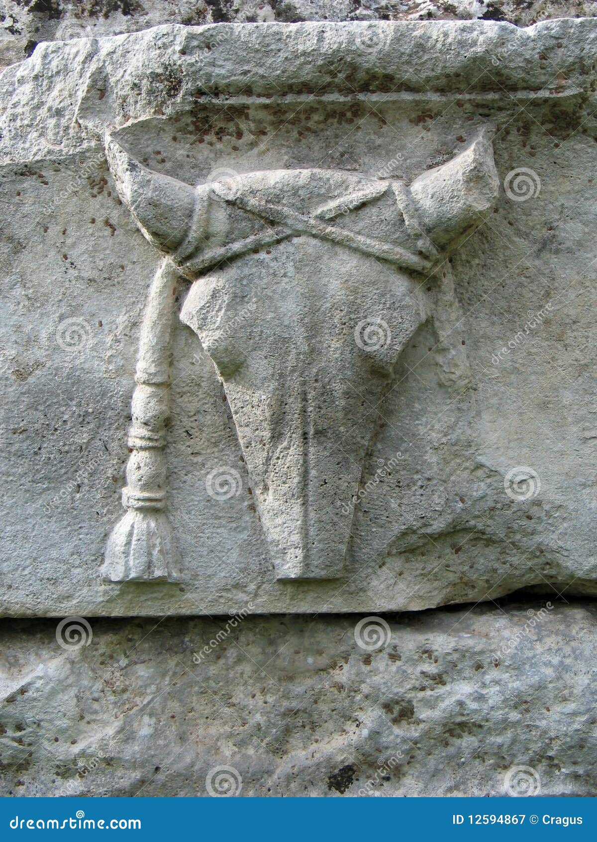 Ancient Stone Ox Head Sculpture Royalty Free Stock Photography - Image ...