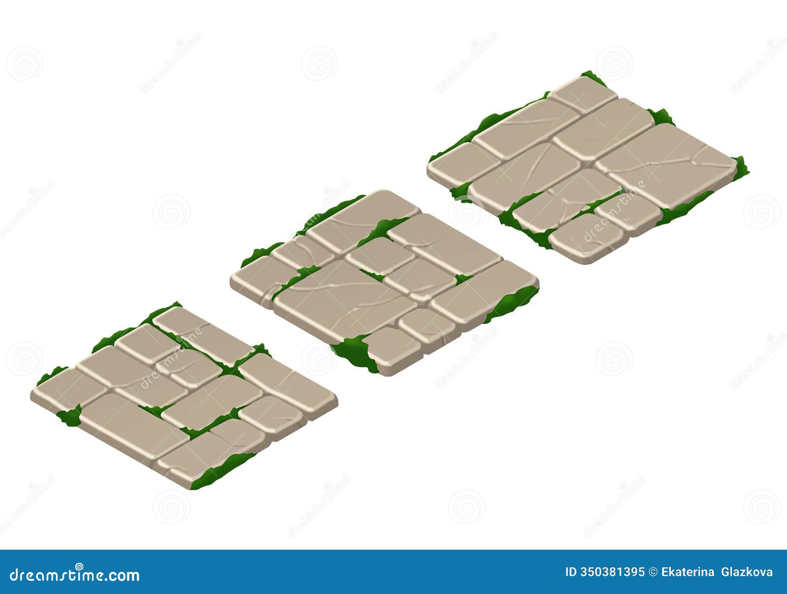 An Ancient Stone Path Overgrown with Moss and Grass Stock Illustration ...