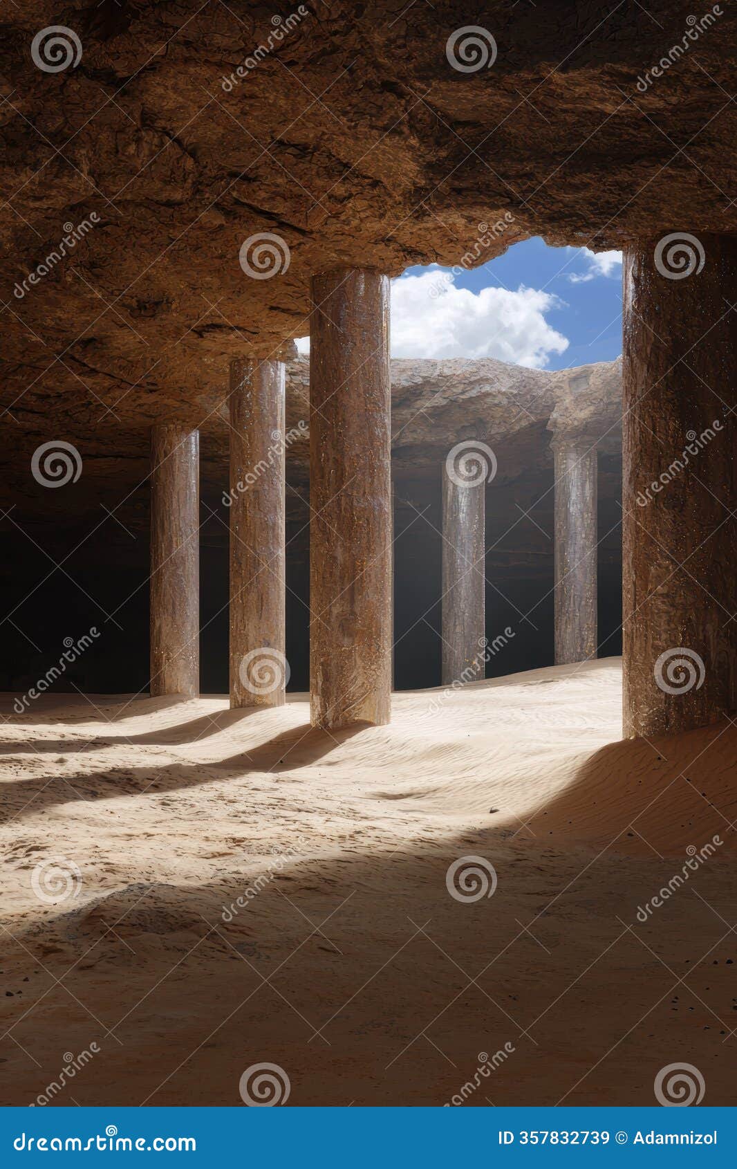 Stone Pillars Alight In A Night Sky With A Crescent Moon Stock Image ...