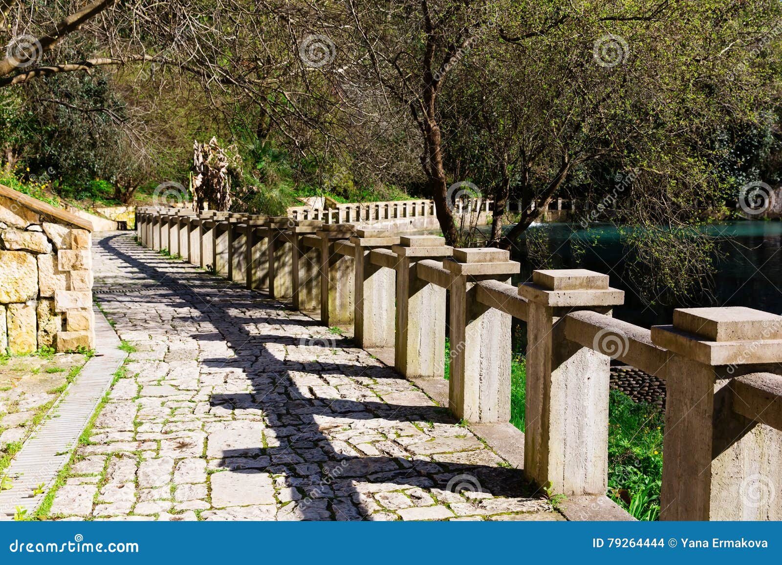 Ancient Stone Promenade with Stone Railing Stock Photo - Image of ...