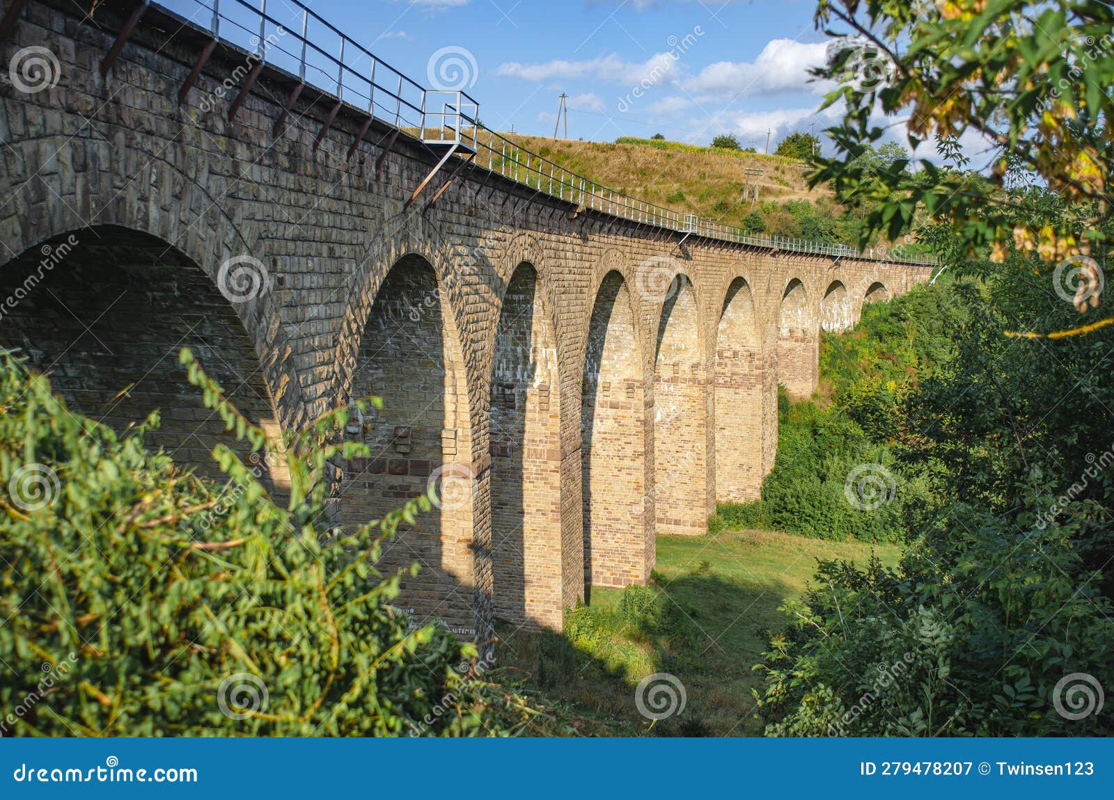 Ancient Stone Railway Arch Bridge Over the Valley Stock Image - Image ...