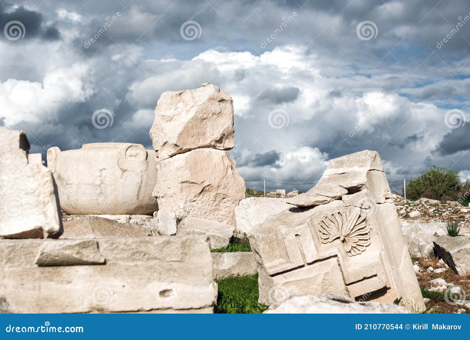 Ancient Stone Remains with Carving in Amathus, Cyprus Stock Photo ...