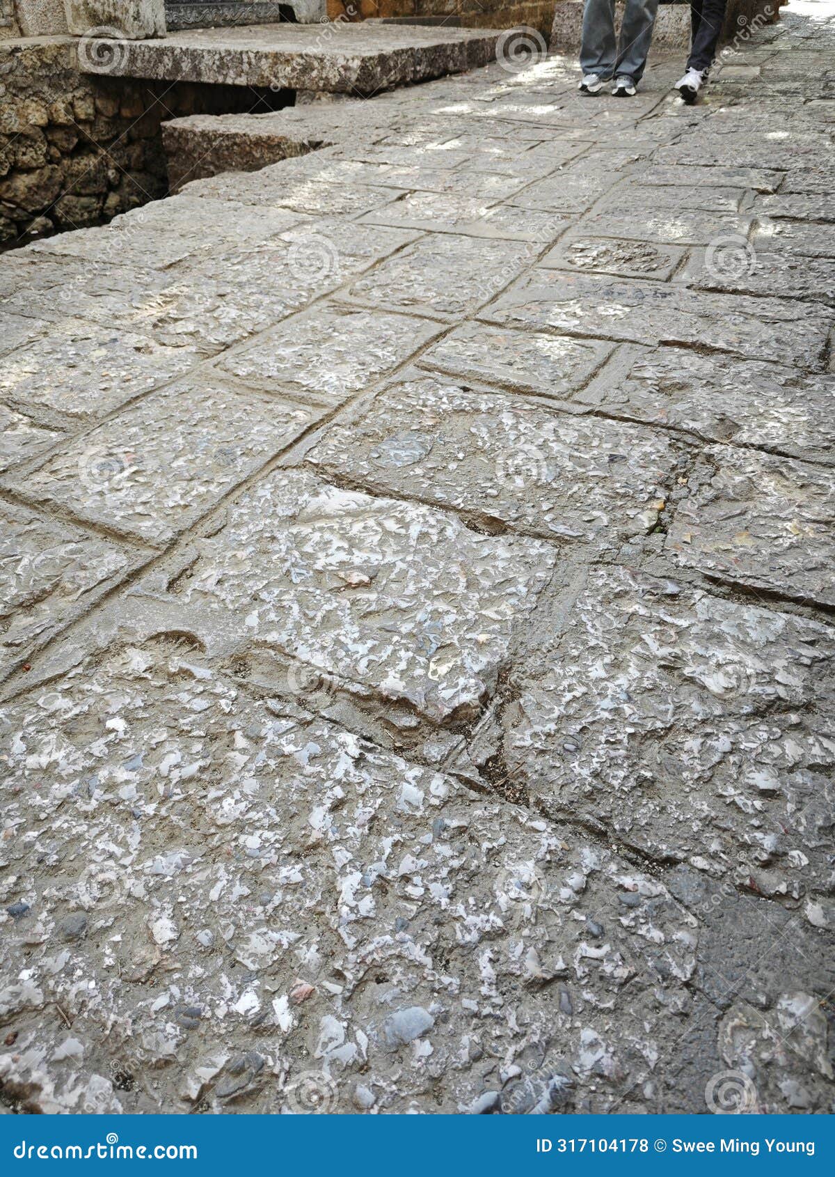 Ancient Stone Road Pathway in the City. Stock Photo - Image of flat ...