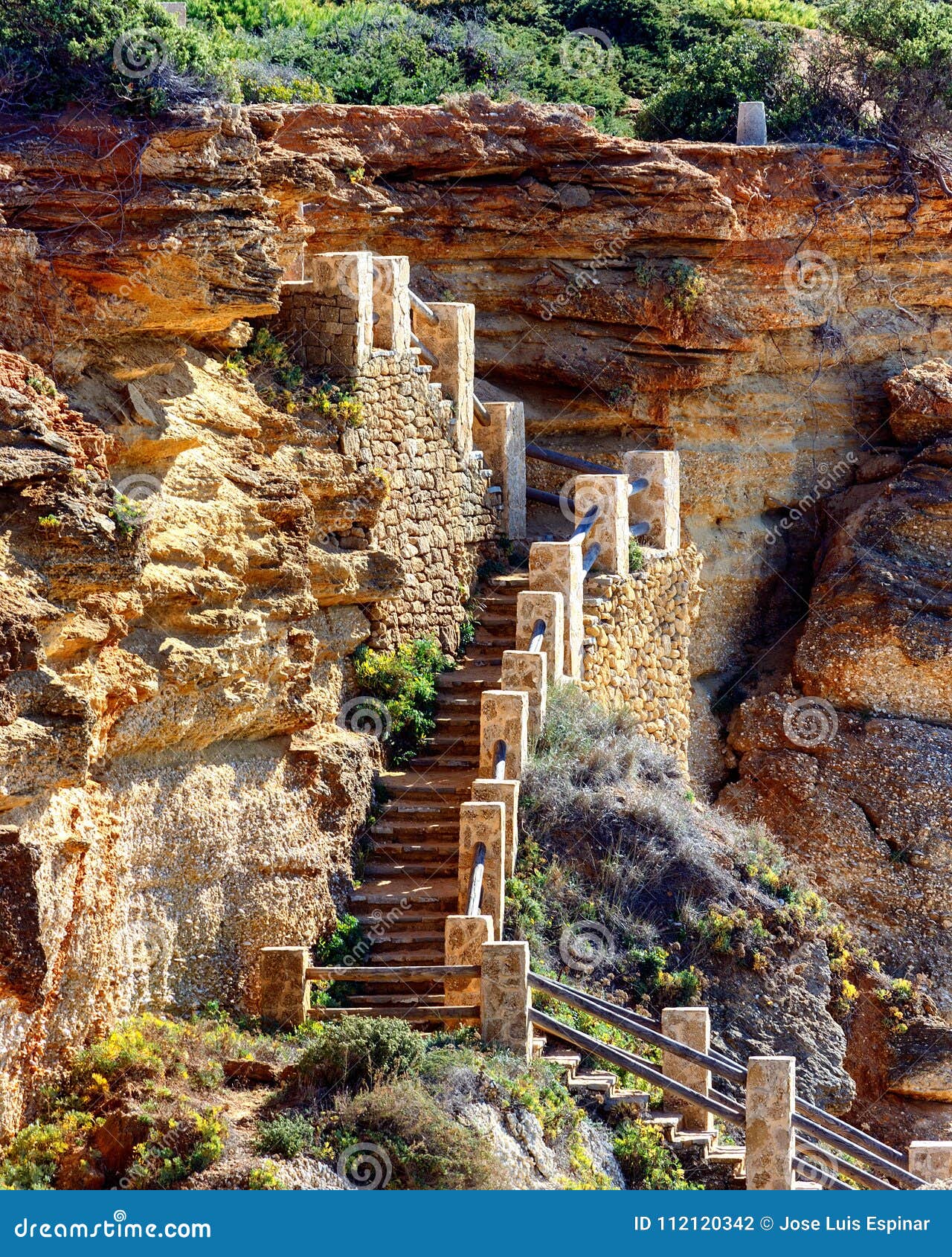 Stairway on cliff stock photo. Image of destination - 112120342