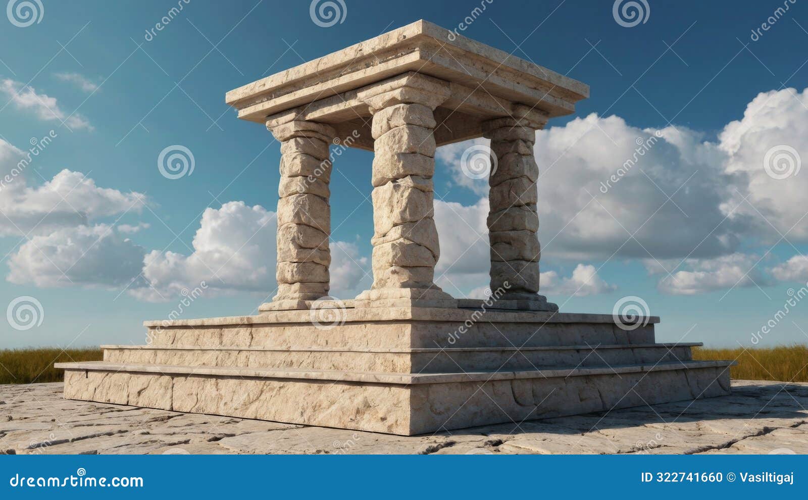 Ancient Stone Structure with Columns Stock Illustration - Illustration ...