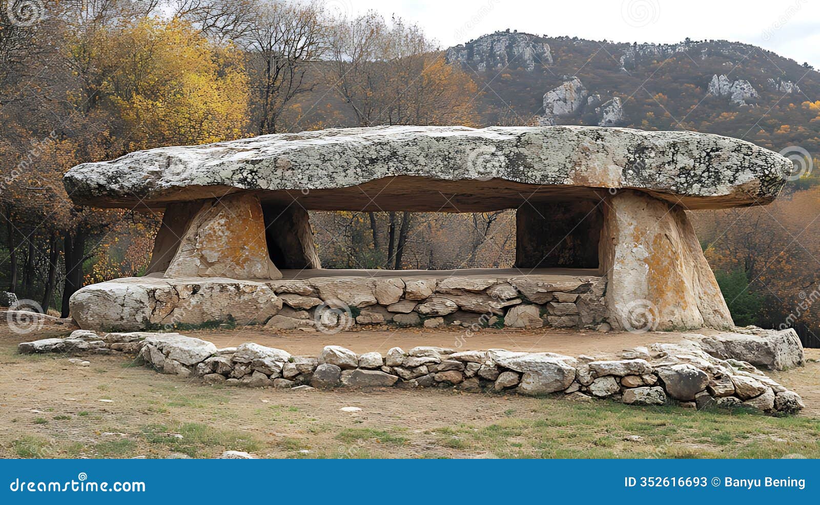 Ancient Stone Structure with a Flat Top and Two Pillars, Situated in a ...