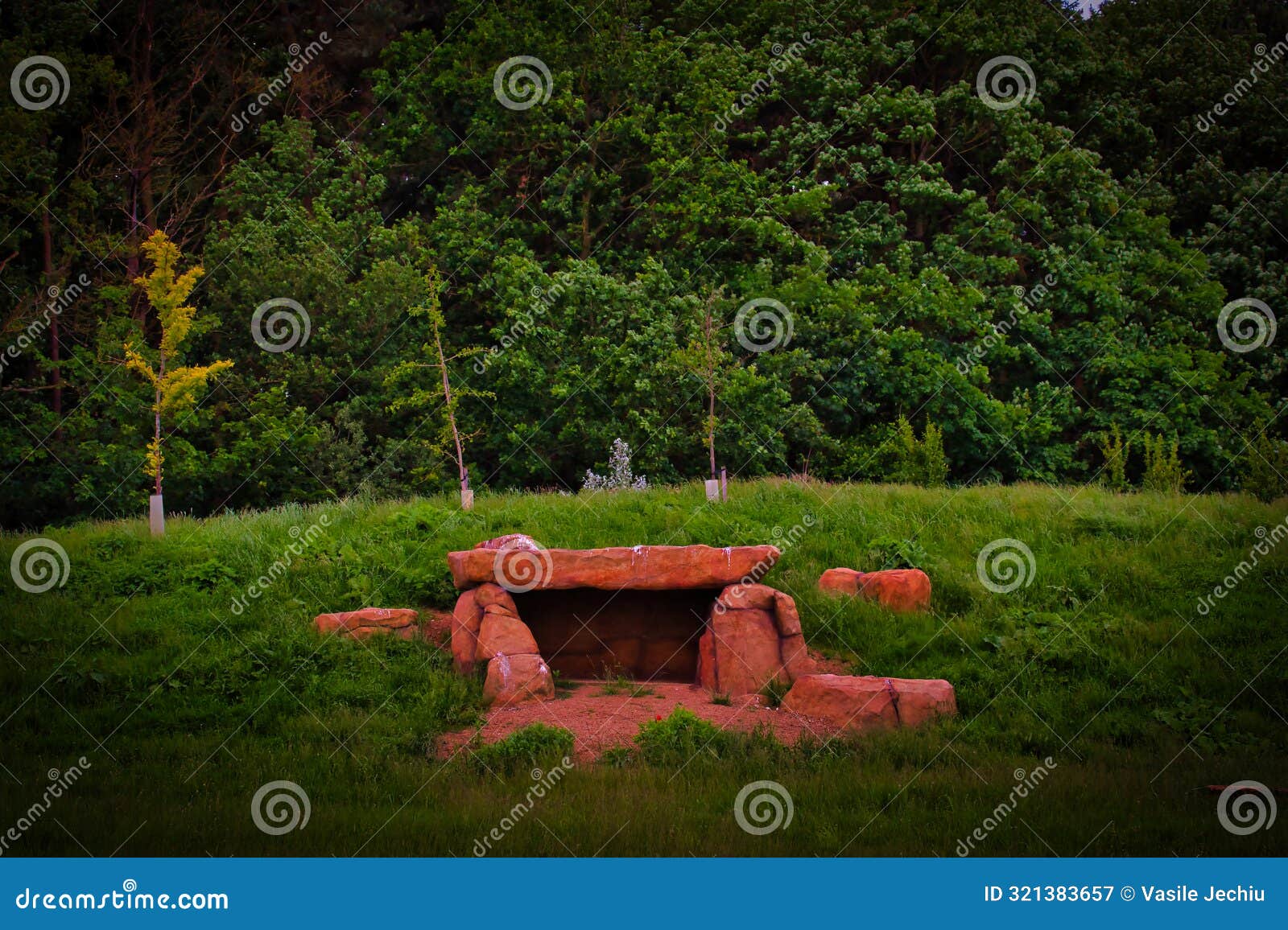 Ancient Stone Structure in Grassy Field Stock Image - Image of light ...
